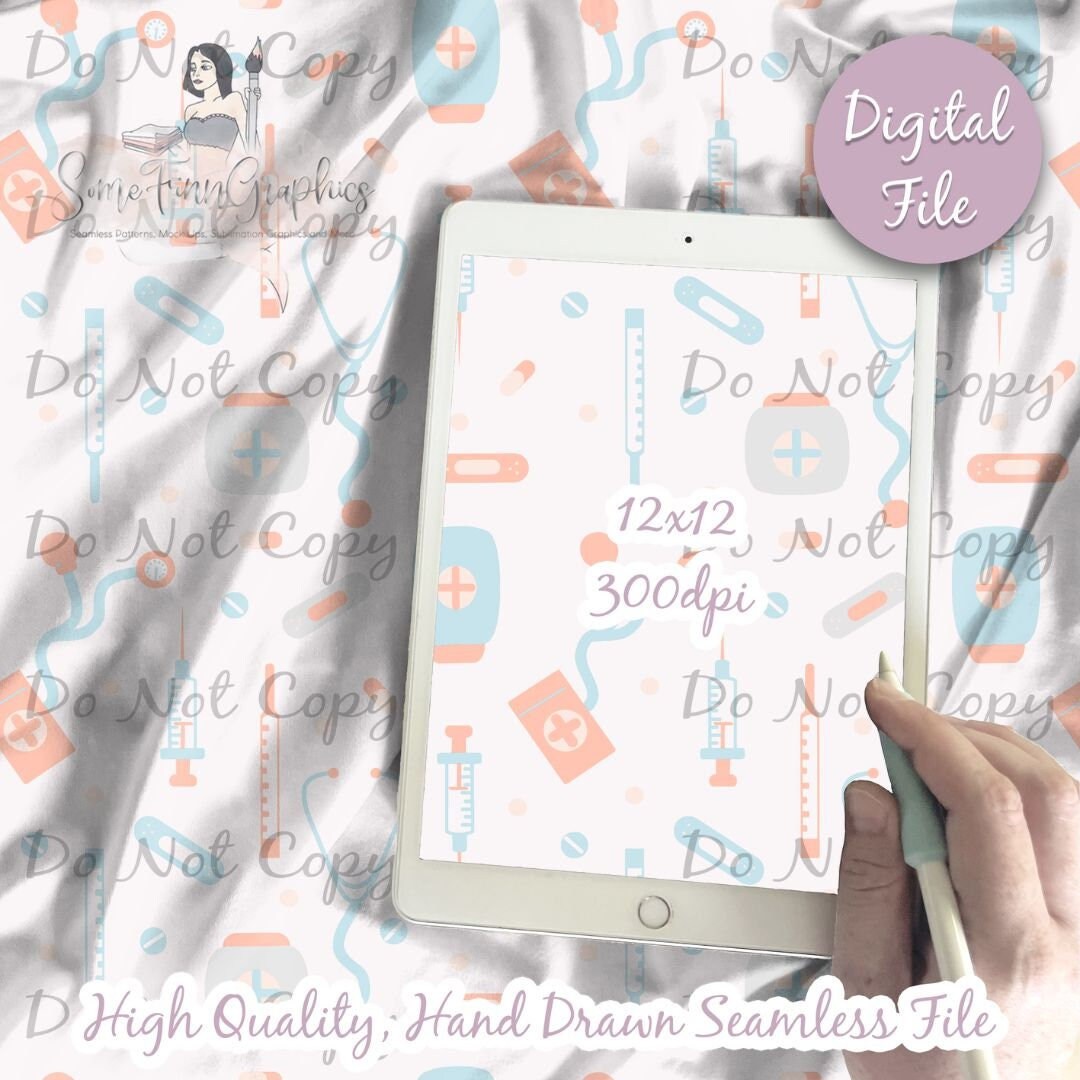 Medical Digital Paper - Seamless Nurse Pattern, Custom Doctor Fabric ...