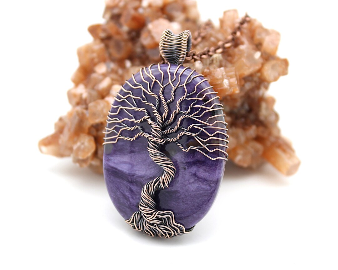 Charoite and Copper Wire Wrapped Tree of Life. Jewelry Gift for Hiker ...