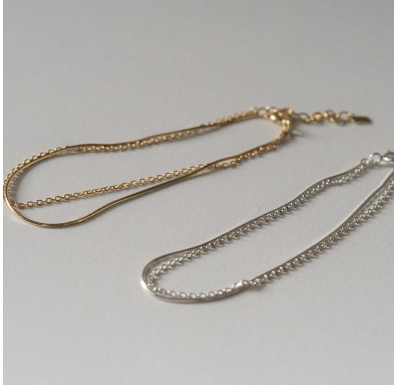 Minimal Snake Chain Bracelets/ Double Chain Bracelets/ Dainty - Etsy