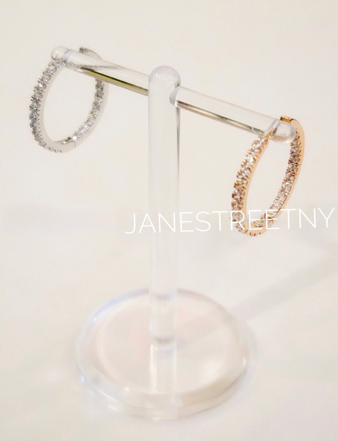 Swarovski Crystal Hoops/ 925 Sterling Silver Earrings/ Rose Gold ...