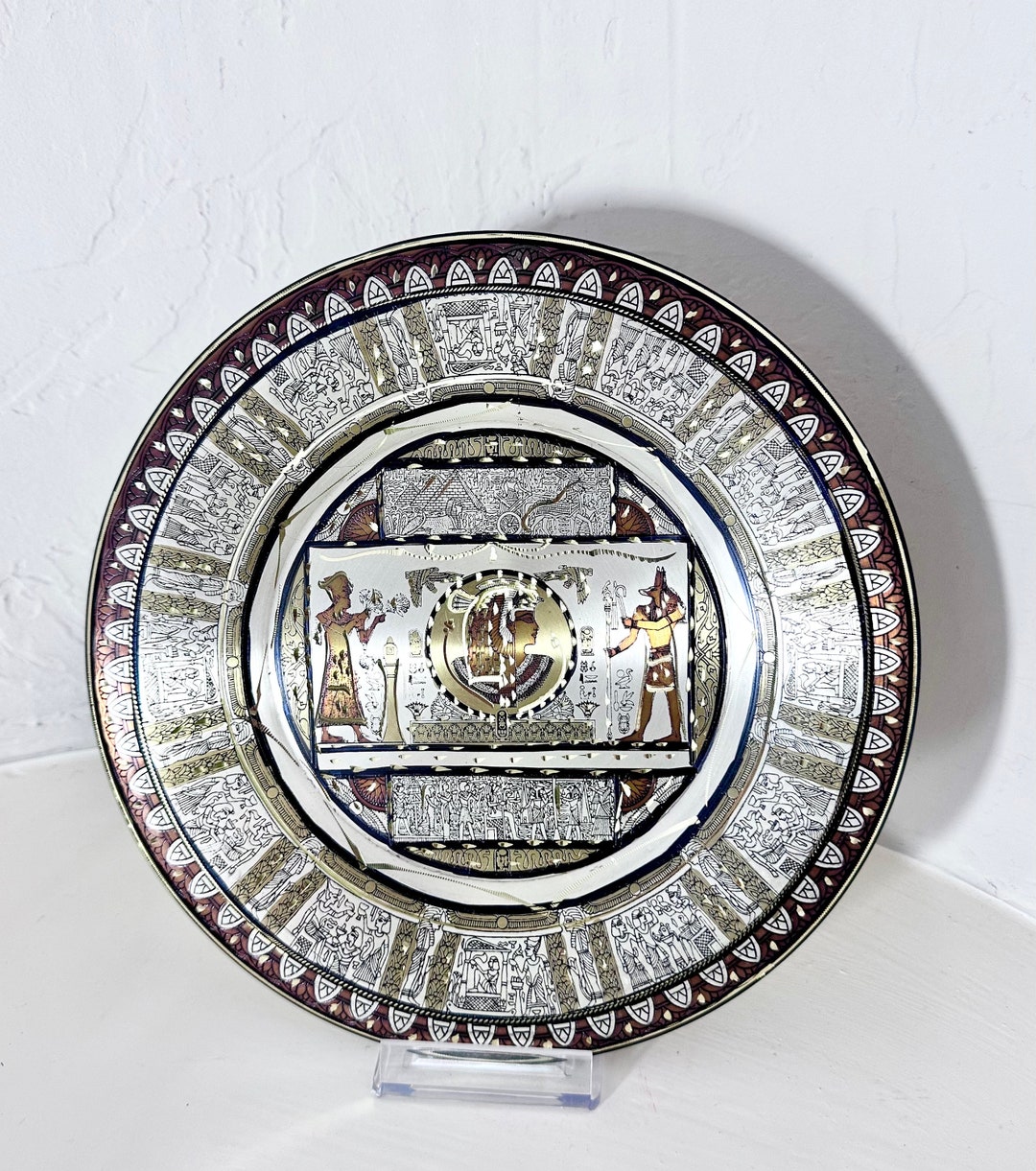 Queen Cleopatra and Anopis Egyptian Decorative Wall Hanging Brass Plate ...