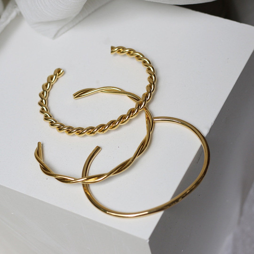 Twisted Cable Wire Bangles 18k Gold Plated Bangles Made With Stainless ...