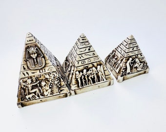 Great Giza Pyramids Set of 3 Pyramids, Egyptian Pyramids Statues Brown ...