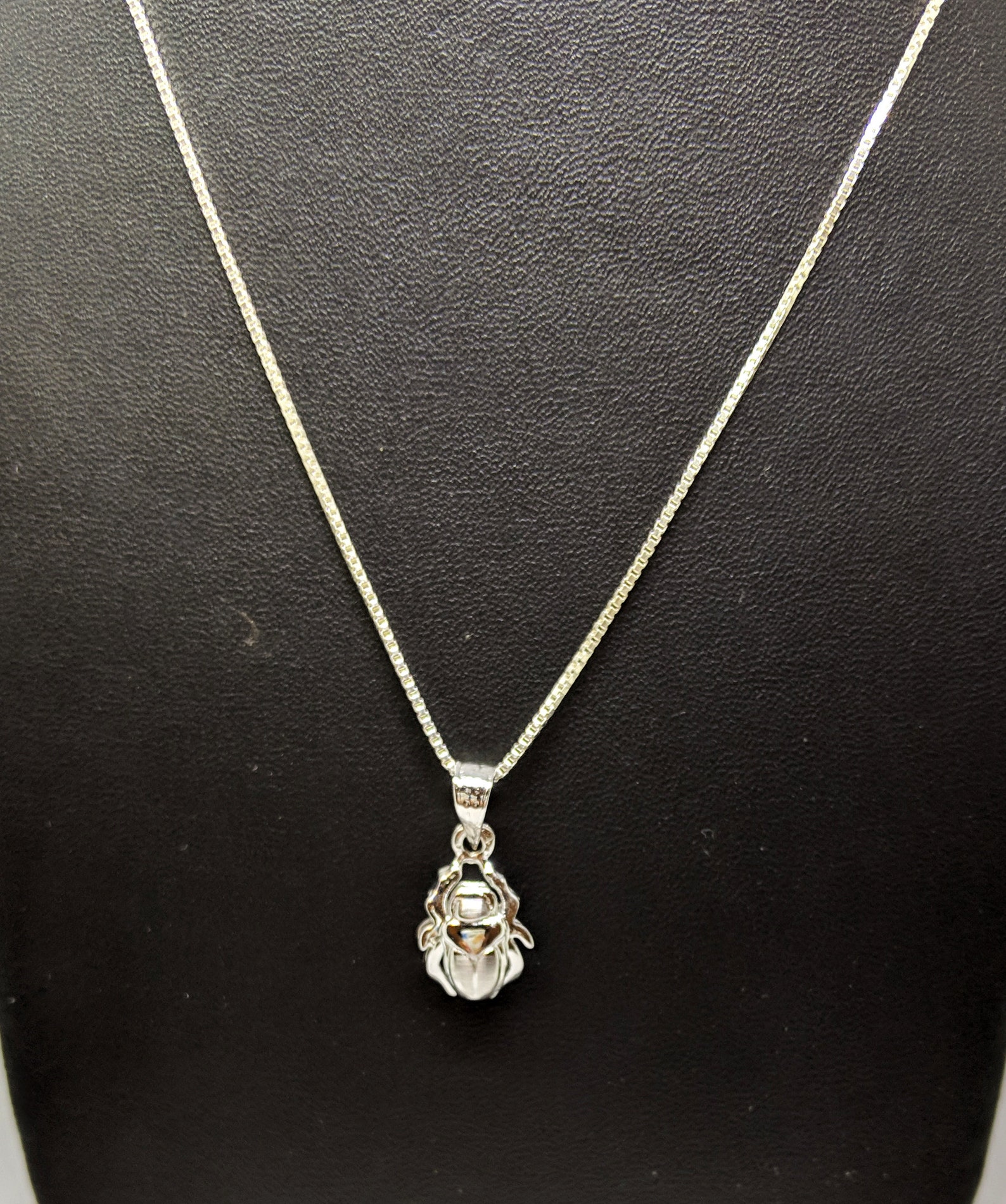 Beetle Necklace Sterling Silver 925 Scarab Necklace - Etsy