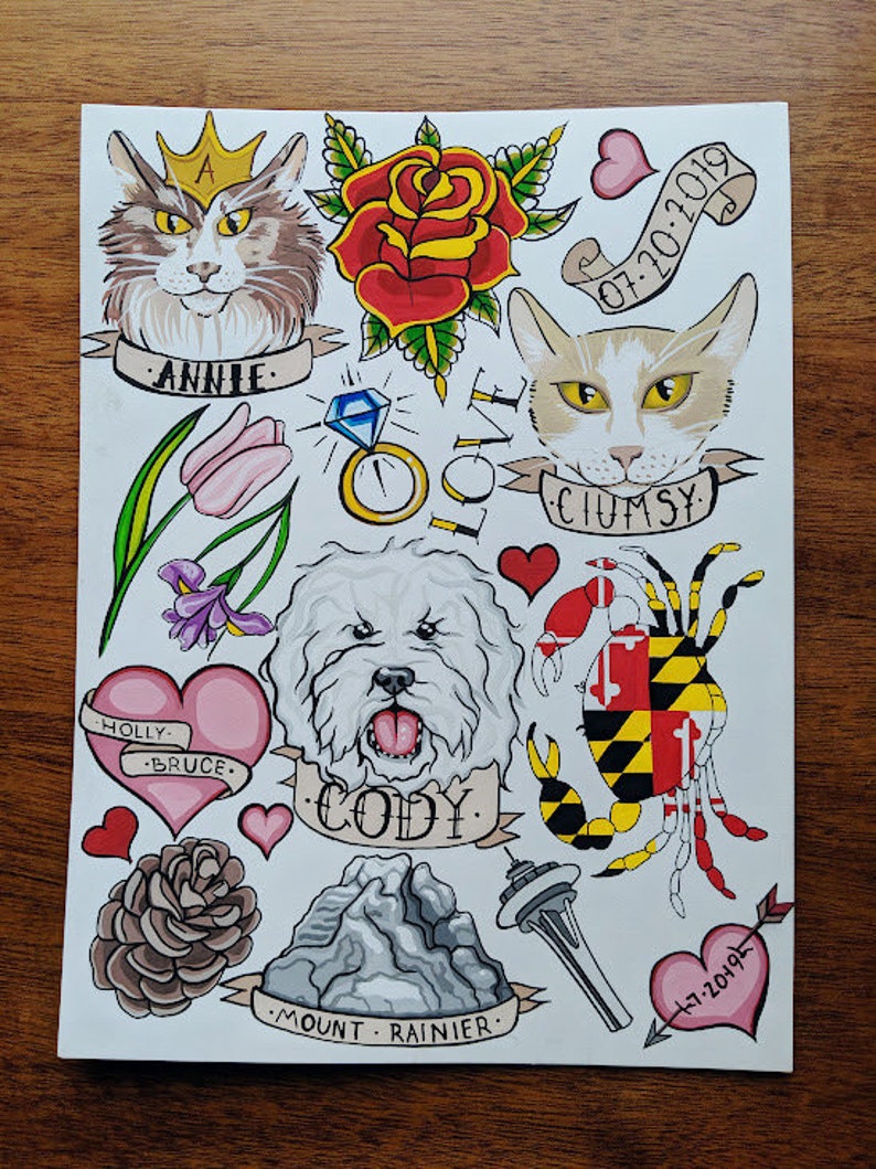 80 Temporary Tattoos (10 Custom Designs) - Etsy