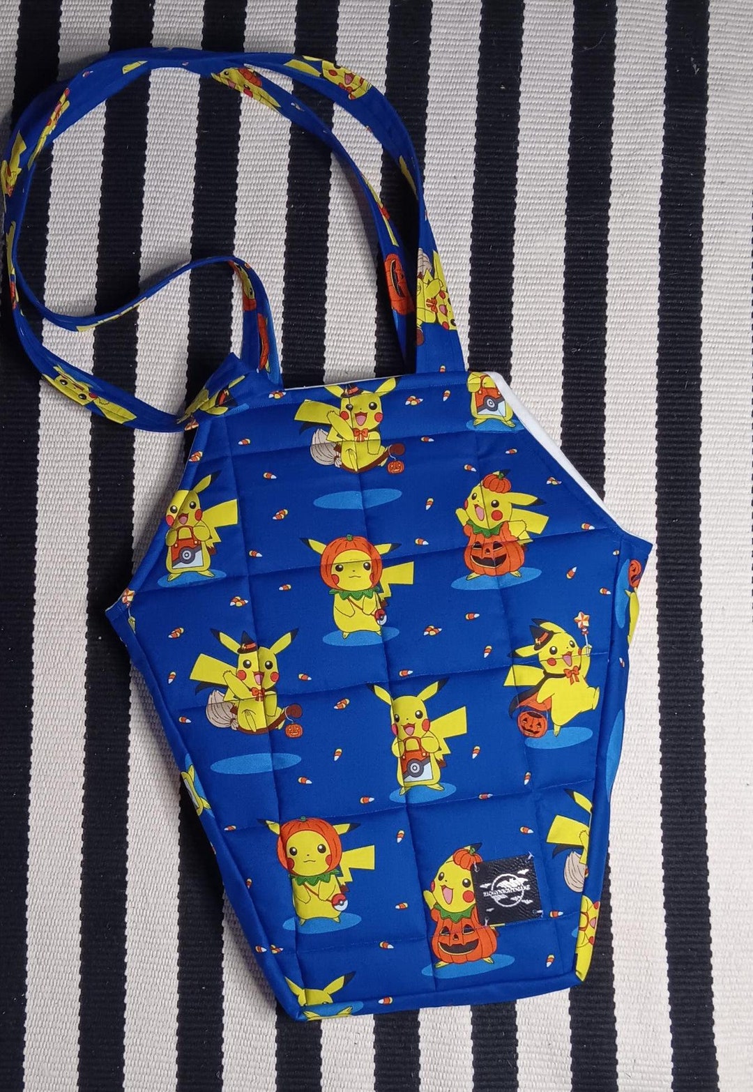 Coffin Shaped Quilted Tote Bag Handmade, Pocket Mouse Pattern - Etsy