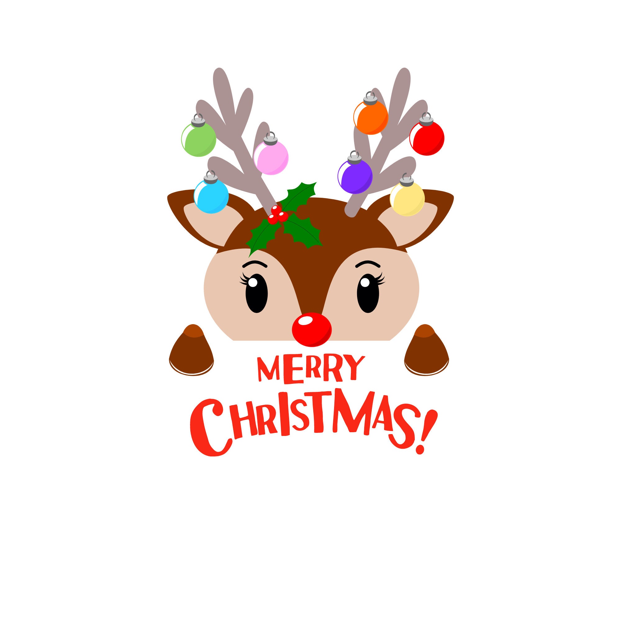 SVG Merry Christmas, Printable Reindeer - Etsy