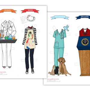 Career Paper Doll, Professions Dress up Outfits, Digital Paper Doll ...