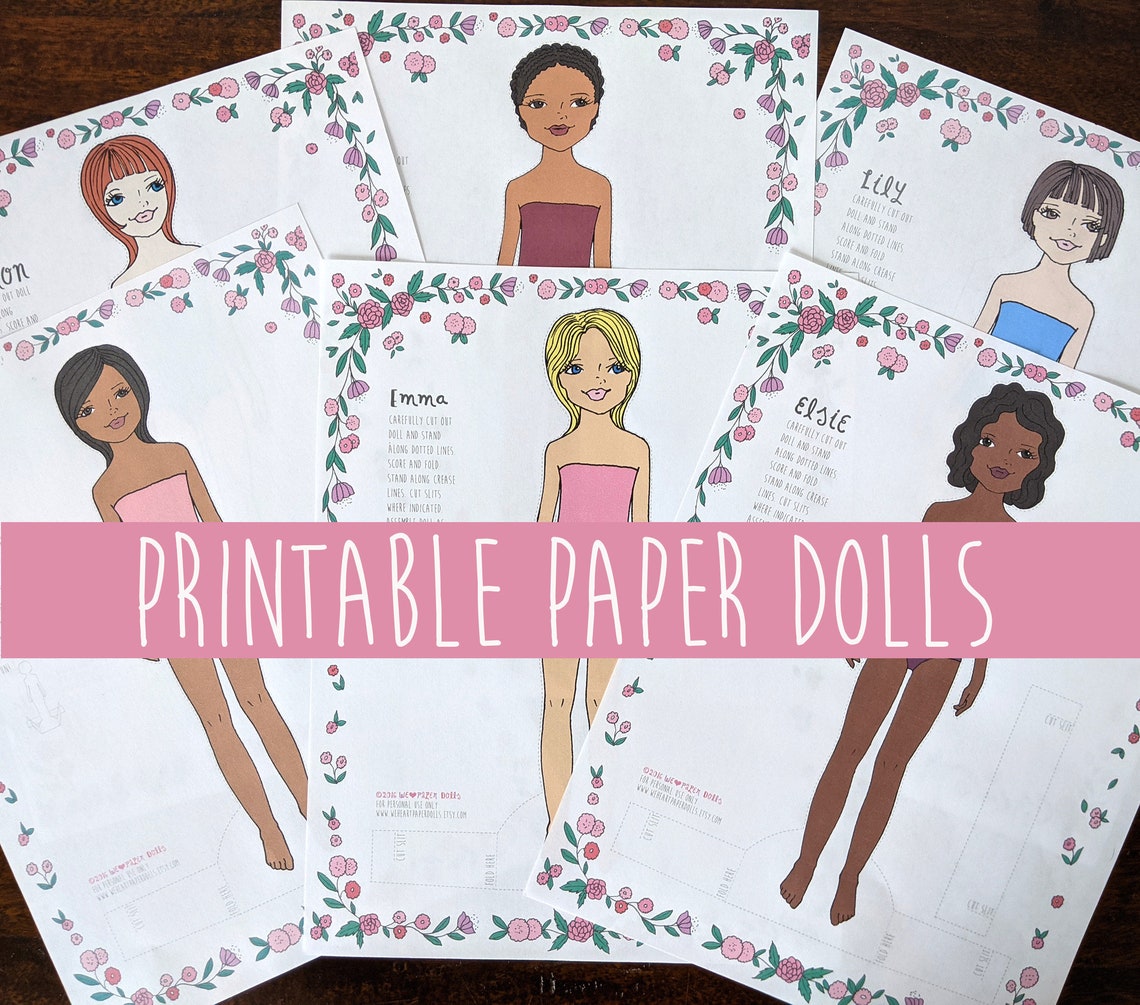 Printable Paper Dolls-paper Dolls to Color-digital Paper - Etsy