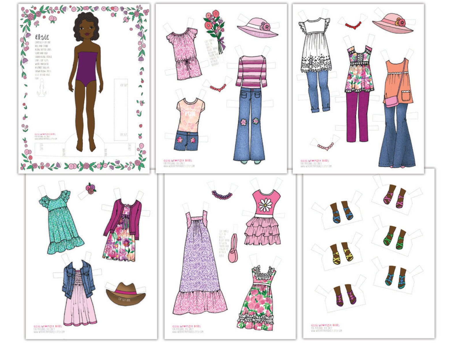 Elsie-printable Paper Doll Package-pdf Instant Download-coloring Page ...