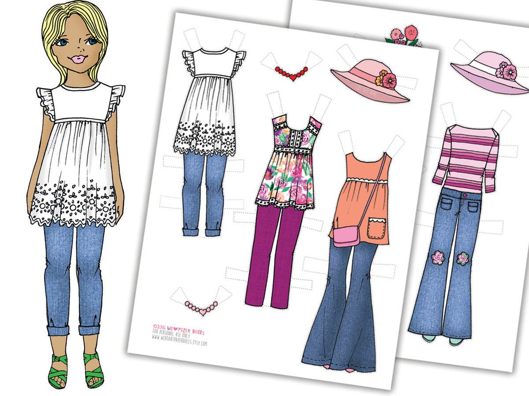Printable Paper Doll, Digital Paper Doll, PDF Paper Doll to Color - Etsy