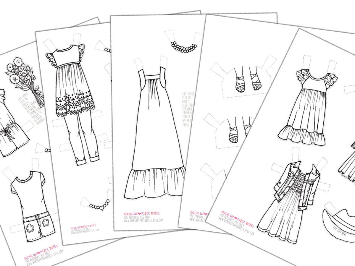 Printable Paper Doll Package-paper Dolls to Color-digital Paper Doll ...