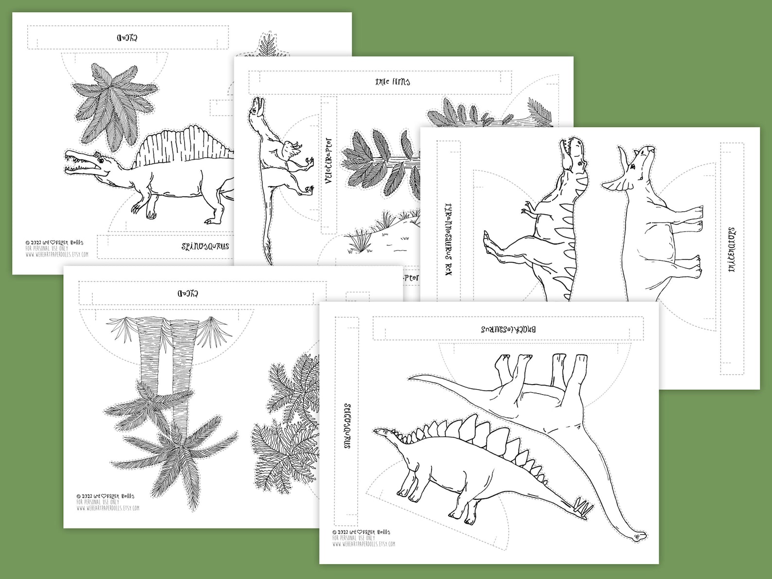 Dinosaur Paper Doll, Imaginitive Dino Activity, Prehistoric Play Set ...