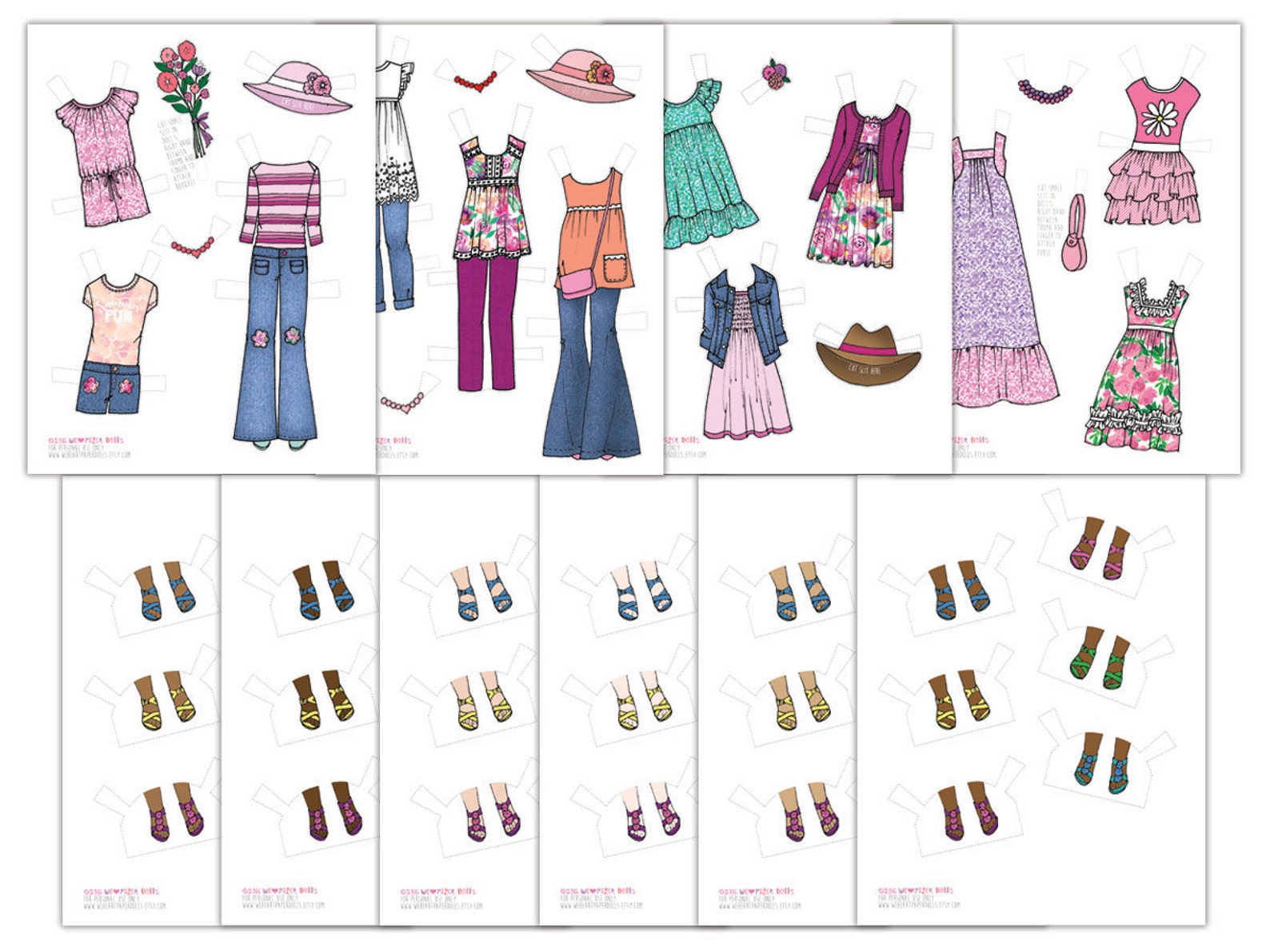 Summer Wardrobe - Printable Paper Doll Wardrobe - PDF Instant Download ...