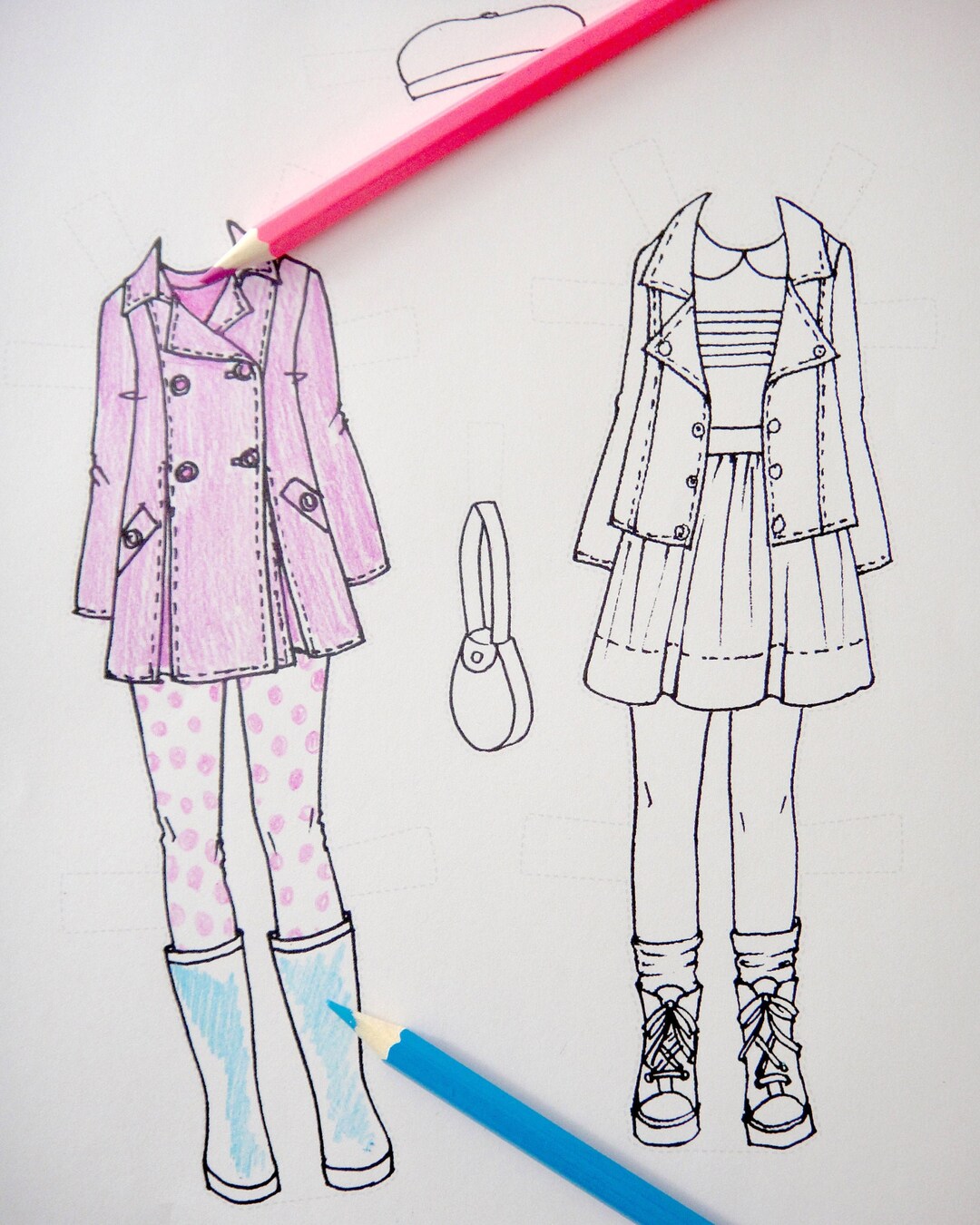 Paper Doll Wardrobe Coloring Pages, Digital Paper Doll Clothes, Paper ...