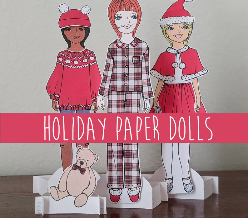 Printable Christmas Paper Doll Set, Holiday Outfits (digital Download ...