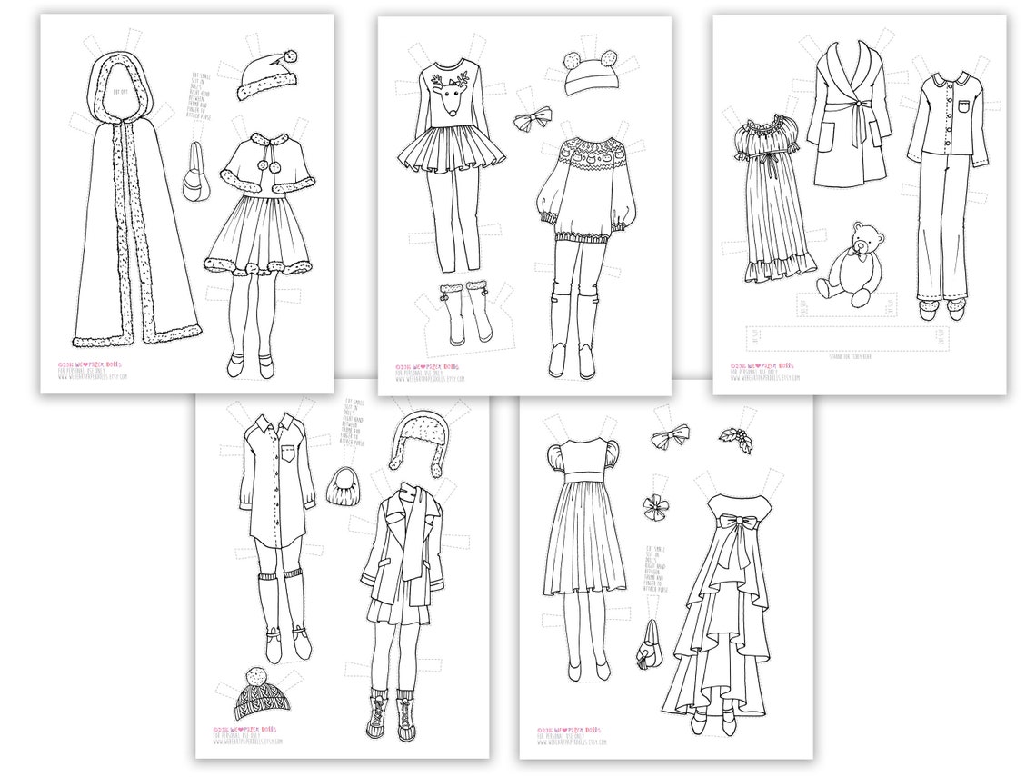 Christmas Paper Doll, Christmas Paper Doll Package, Printable Paper ...