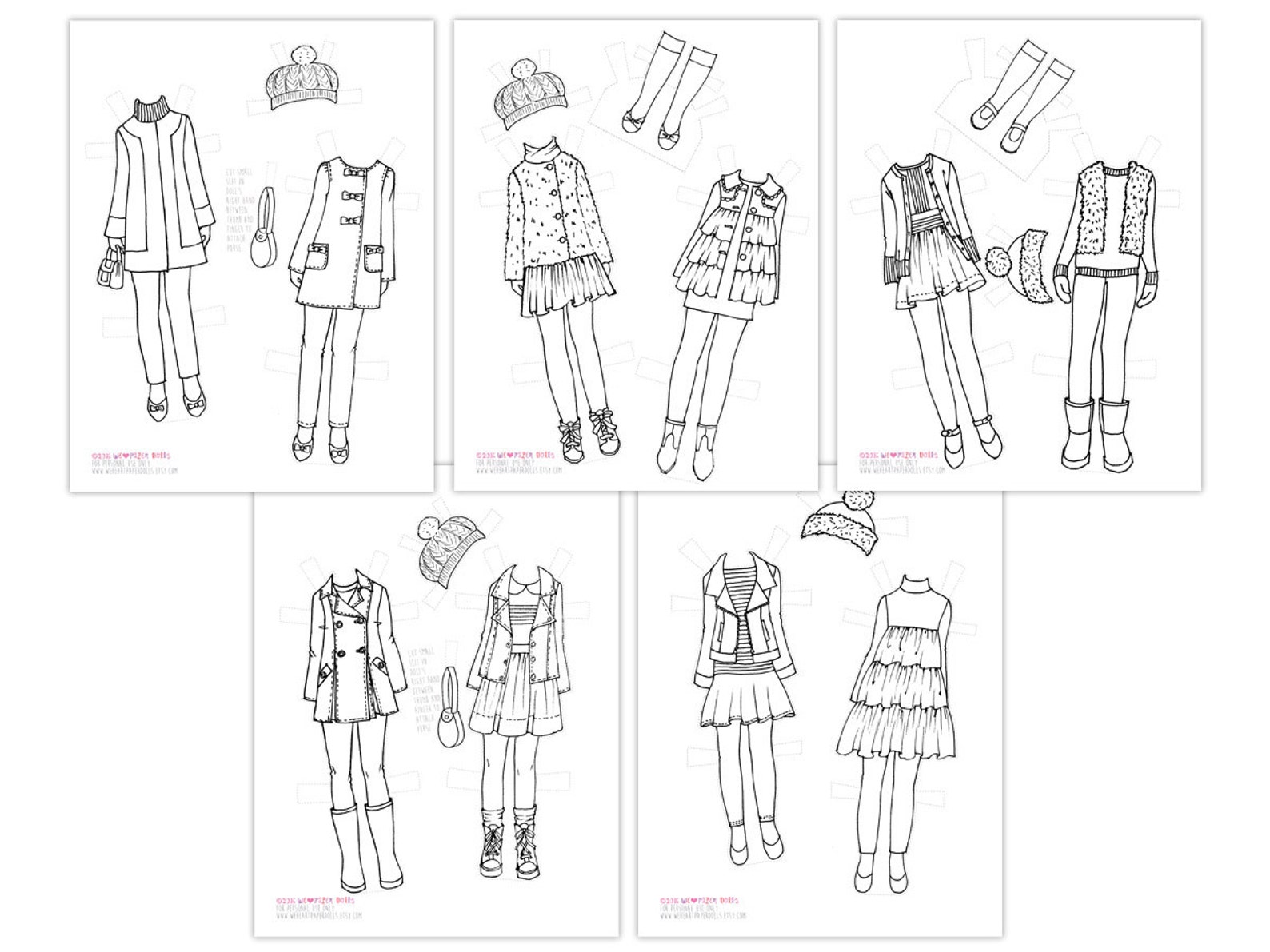Winter Wardrobe-printable Paper Doll-digital Paper Doll-winter Clothes ...