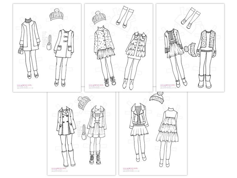 Winter Wardrobe-printable Paper Doll-digital Paper Doll-winter Clothes ...