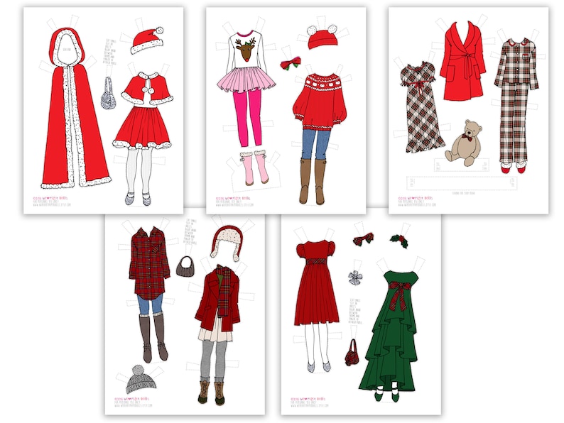Christmas Paper Doll, Christmas Paper Doll Package, Printable Paper ...