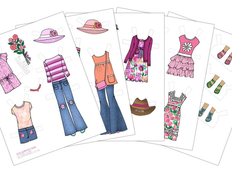 Summer Wardrobe - Printable Paper Doll Wardrobe - PDF Instant Download ...