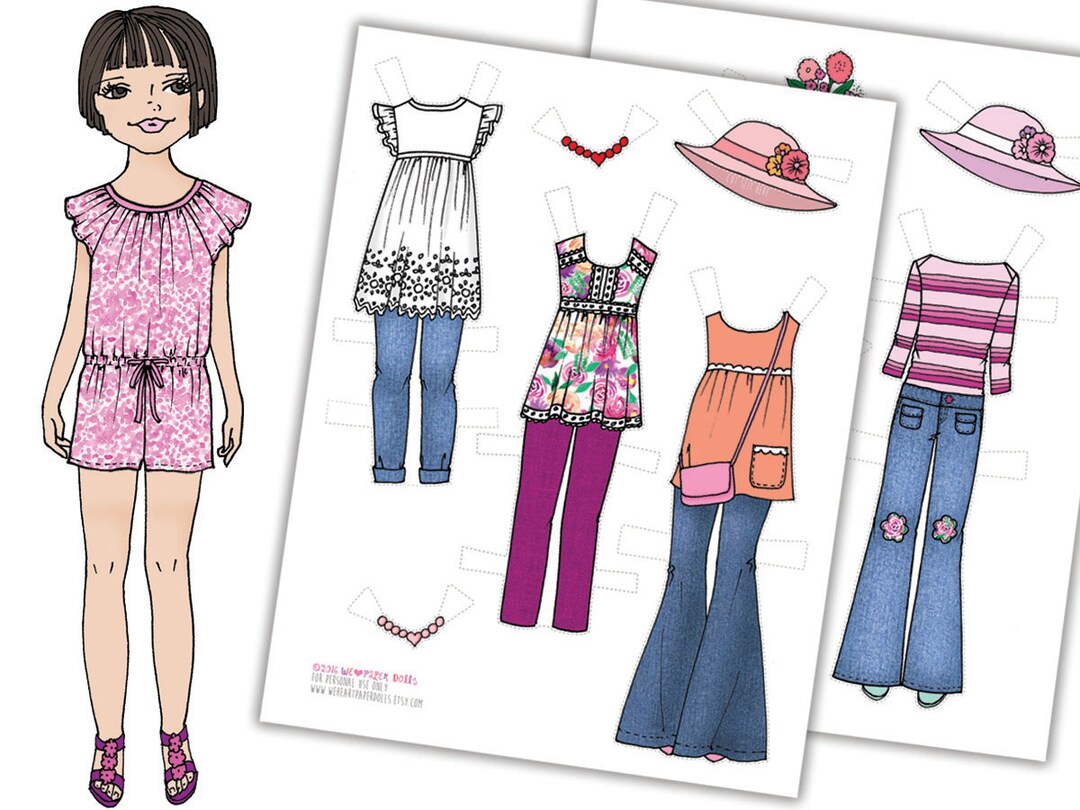 Printable Paper Doll Package-paper Dolls to Color-digital Paper Doll ...