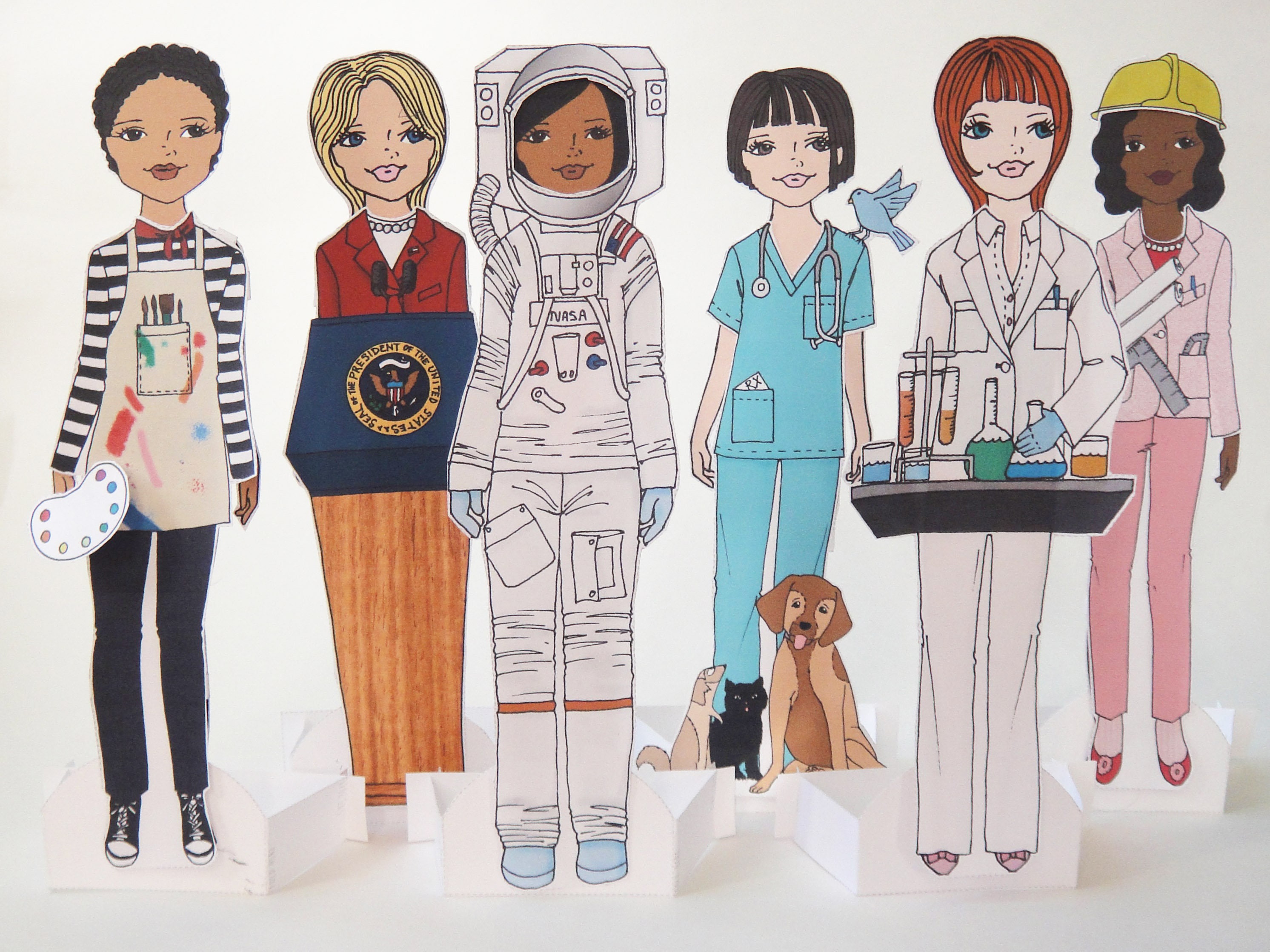 Career Paper Doll, Professions Dress up Outfits, Digital Paper Doll ...