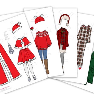 Christmas Paper Doll, Christmas Paper Doll Package, Printable Paper ...