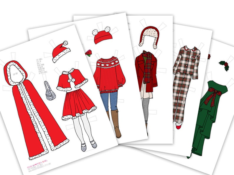 Christmas Paper Doll, Christmas Paper Doll Package, Printable Paper ...
