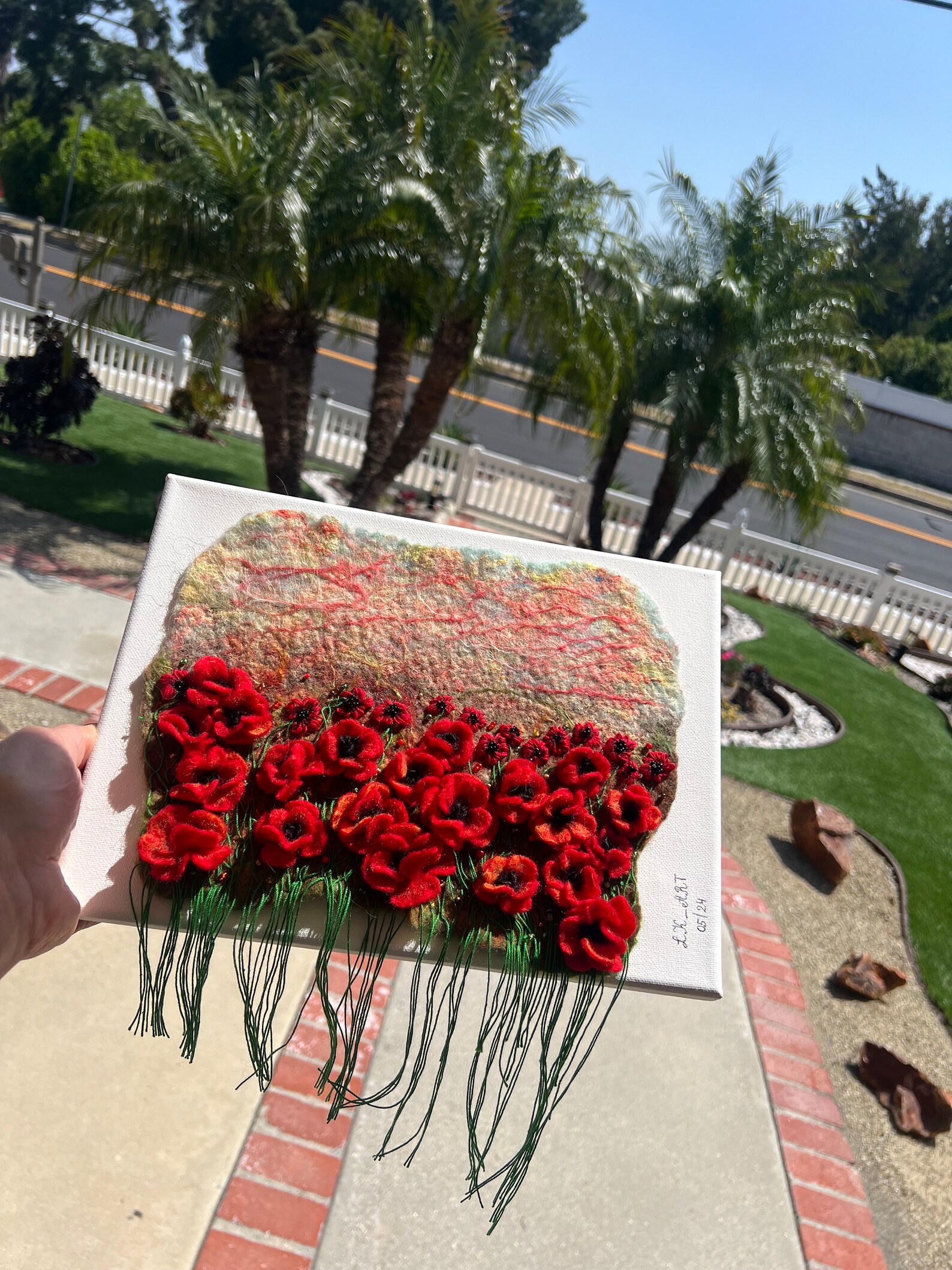 Wet Felted Art the Poppys Dance in the Wind/mixed Media Art/textiles ...
