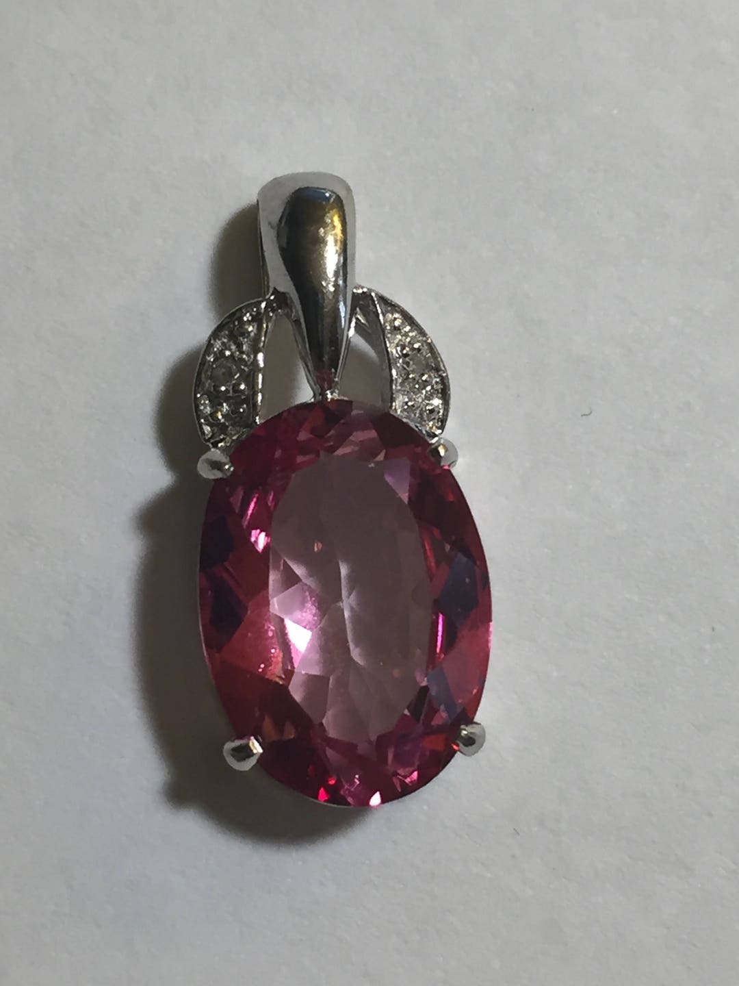 14k 585 WG rosa topacio diamante acentua colgante / encanto de - Etsy ...