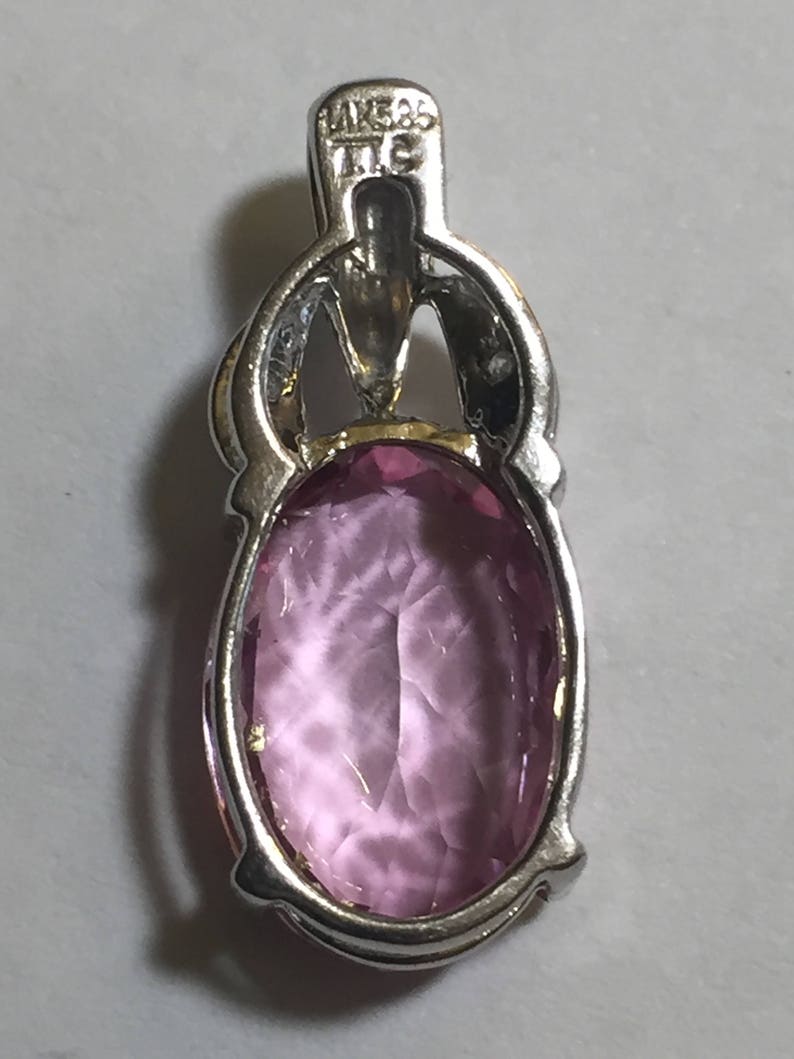 14k 585 WG rosa topacio diamante acentua colgante / encanto de - Etsy ...