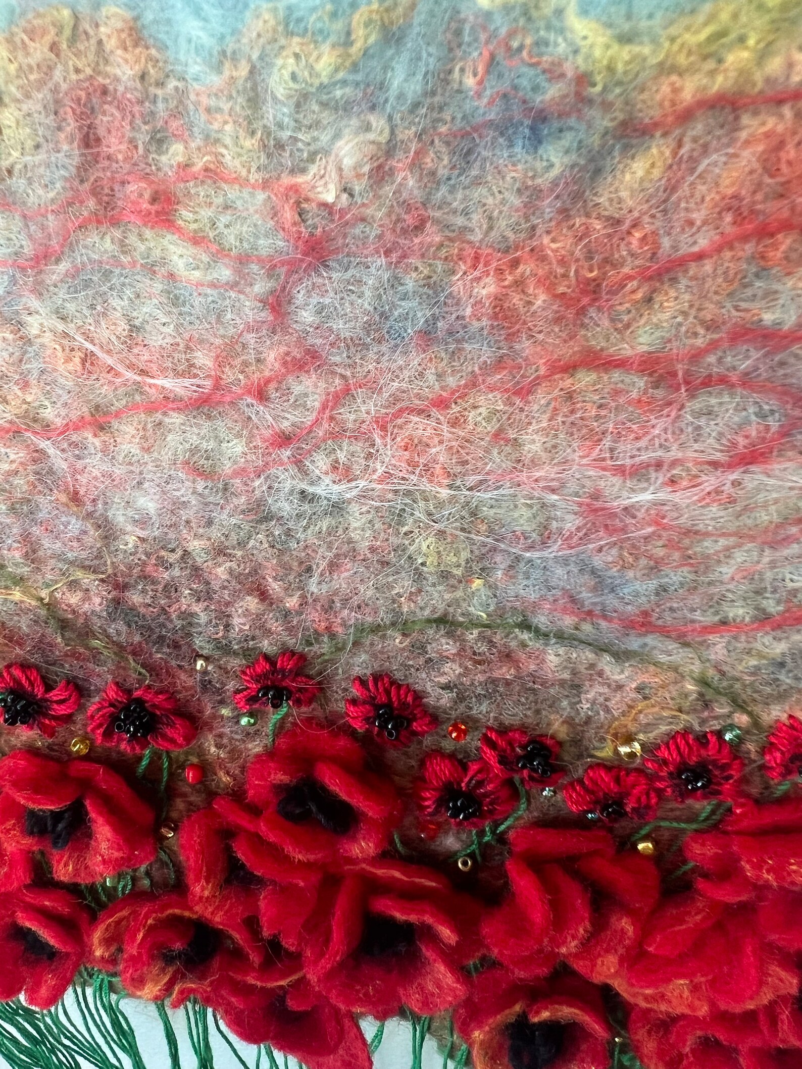 Wet Felted Art the Poppys Dance in the Wind/mixed Media Art/textiles ...