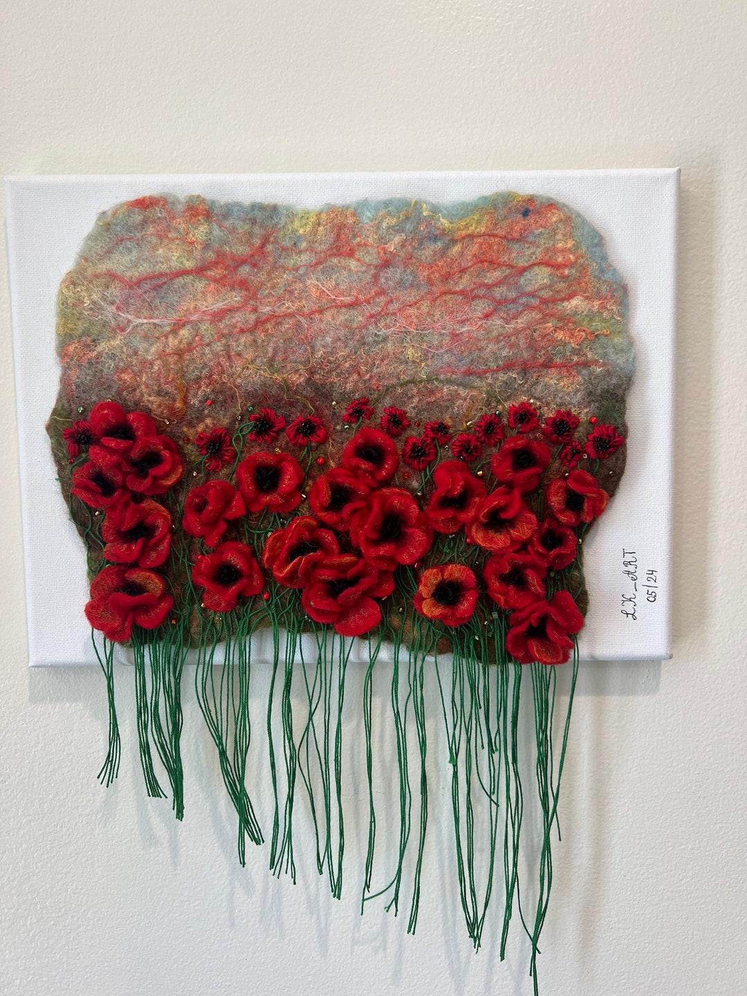 Wet Felted Art “the Poppy’s Dance in the Wind”/mixed Media Art/textiles ...