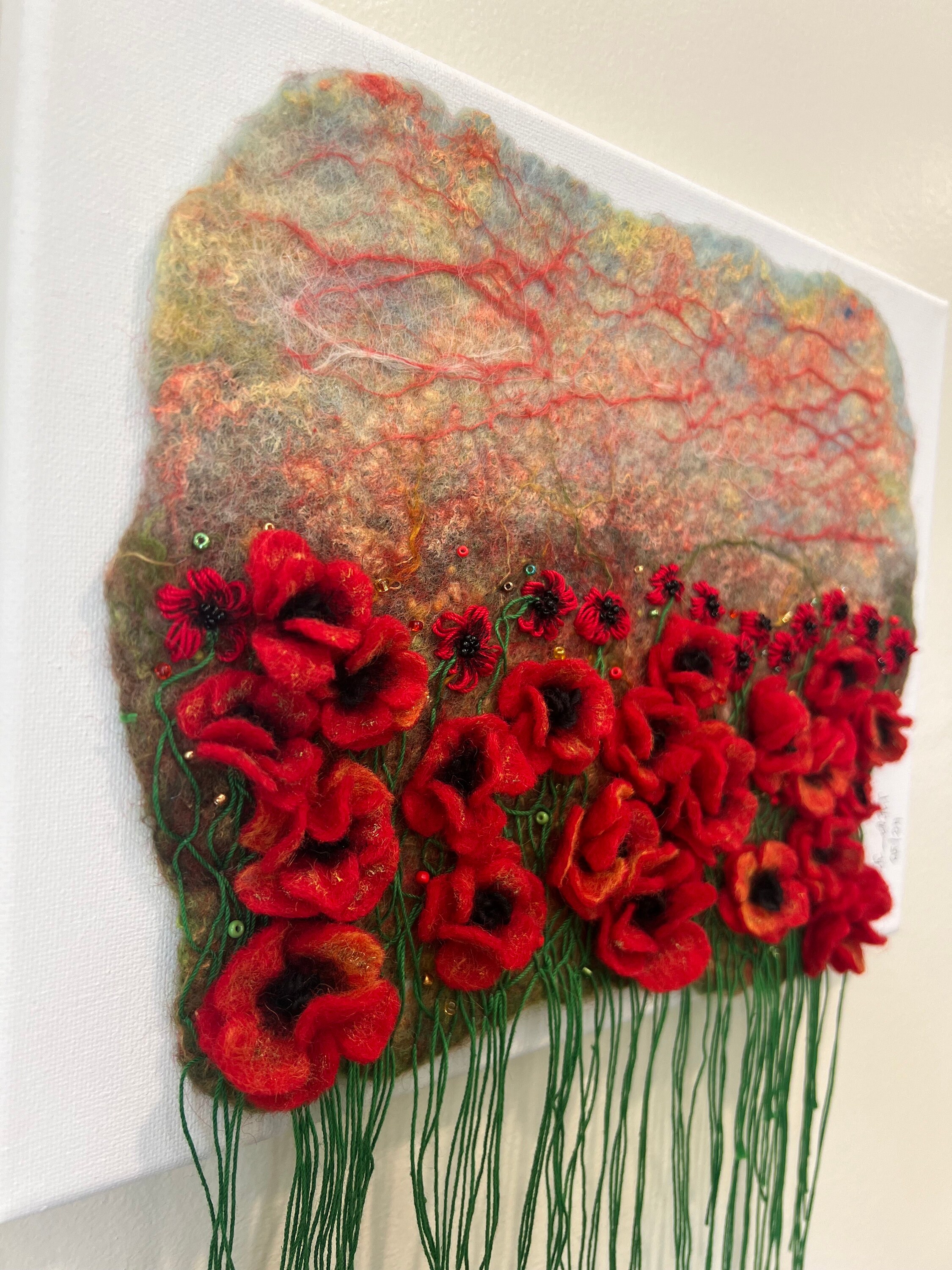 Wet Felted Art the Poppys Dance in the Wind/mixed Media Art/textiles ...