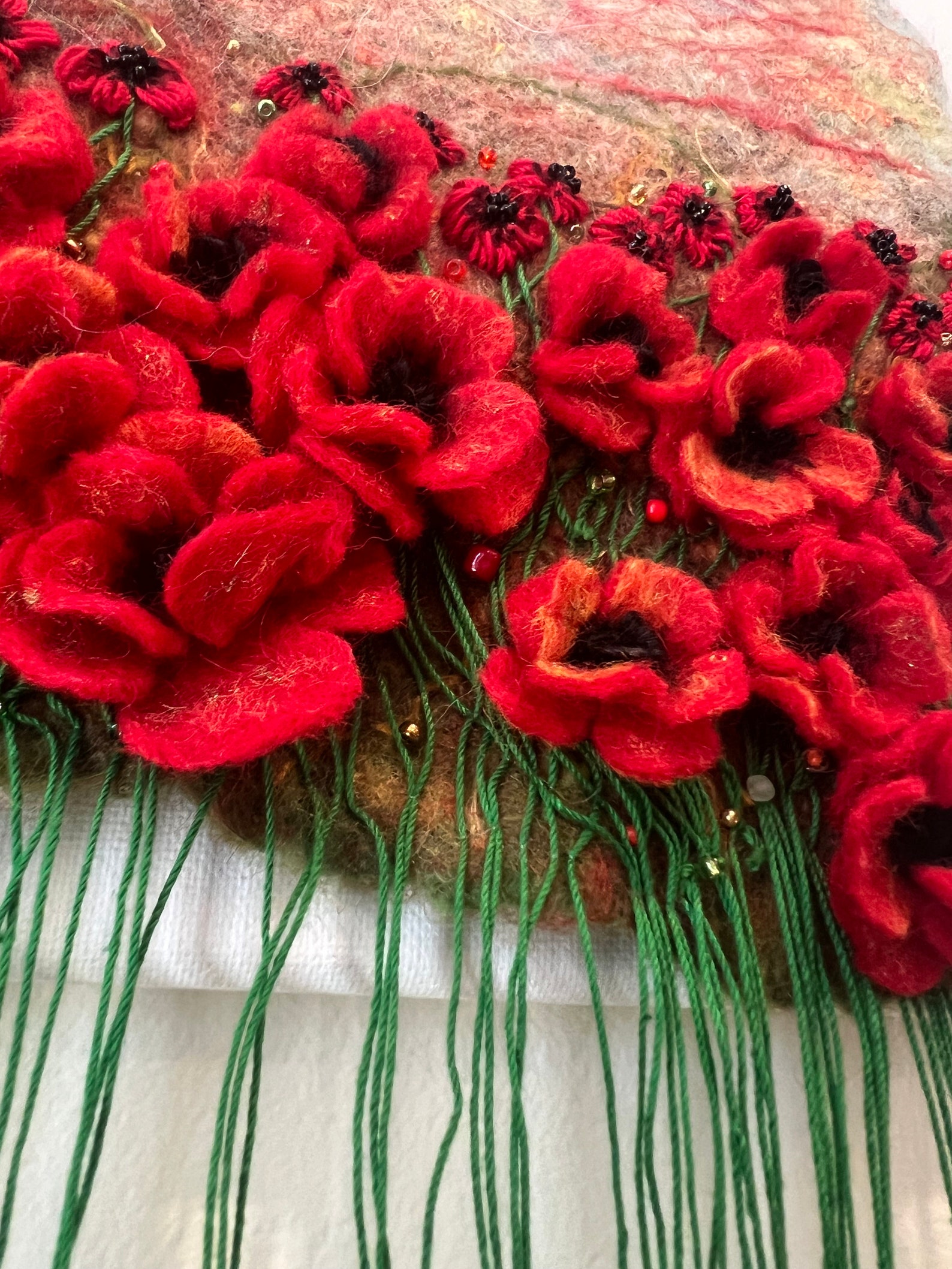 Wet Felted Art the Poppys Dance in the Wind/mixed Media Art/textiles ...