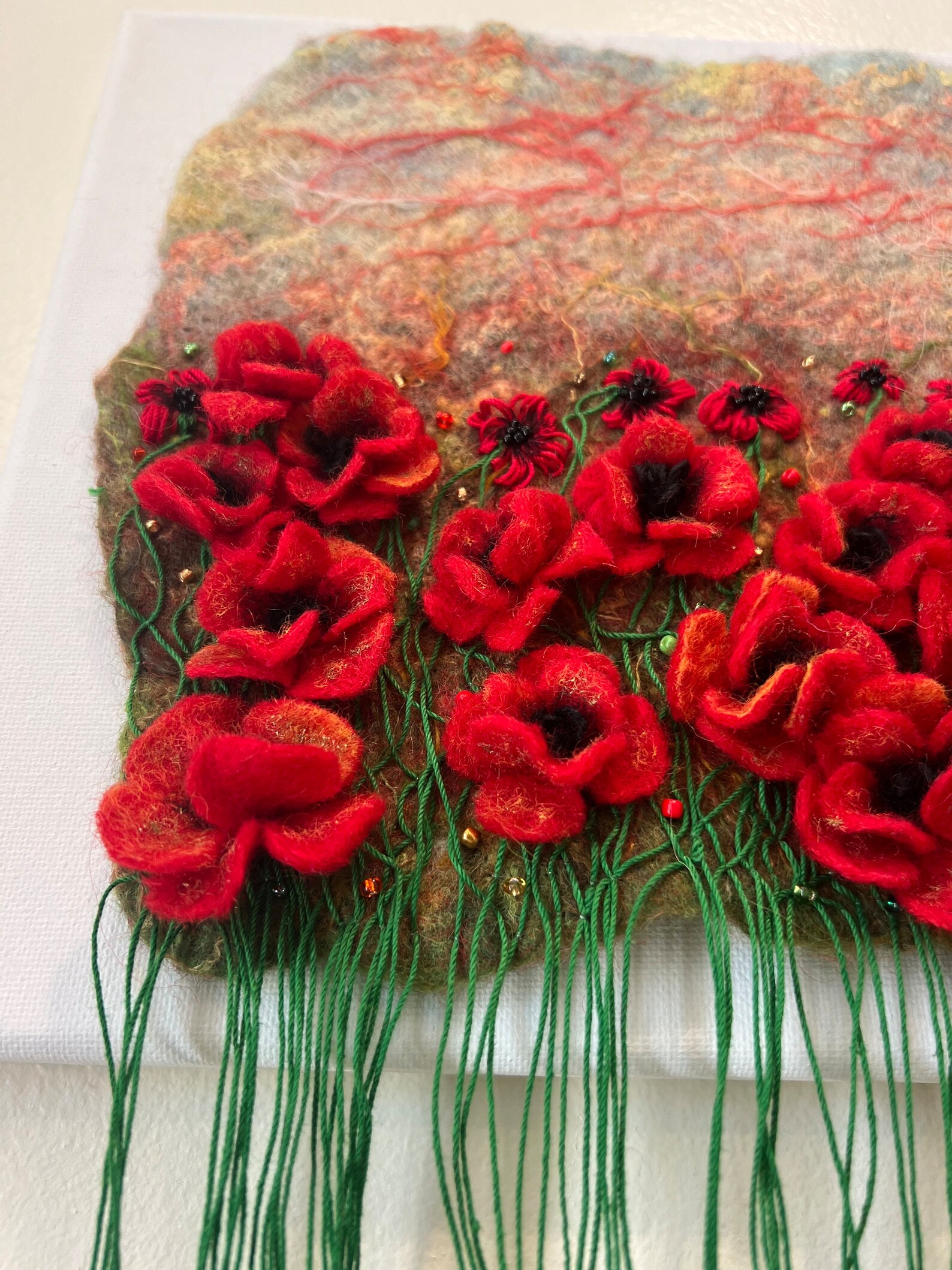 Wet Felted Art the Poppys Dance in the Wind/mixed Media Art/textiles ...