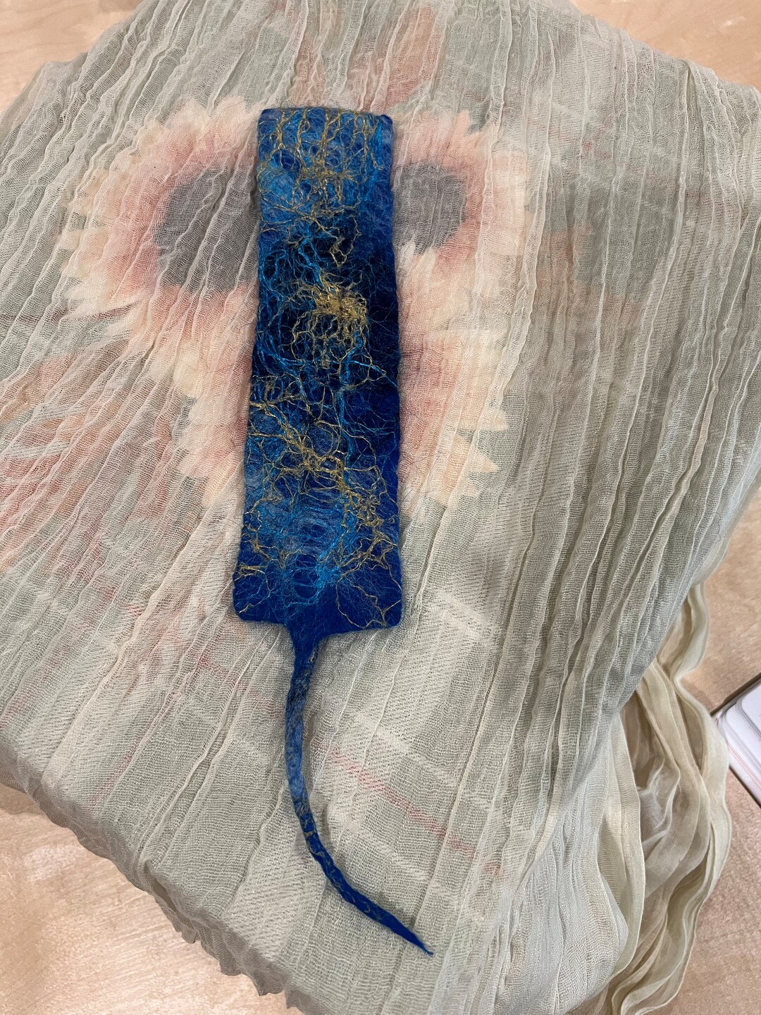 Felt Art/ Wet Felted Bookmark magic Night Collection/ Size 2x9 Tasseled ...