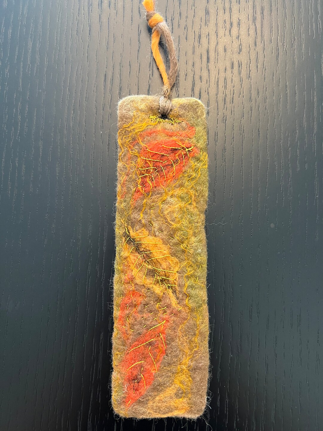 Felt Art/ Wet Felted Bookmark fall Leaves Size 2 X 7 Inches/ Handmade ...