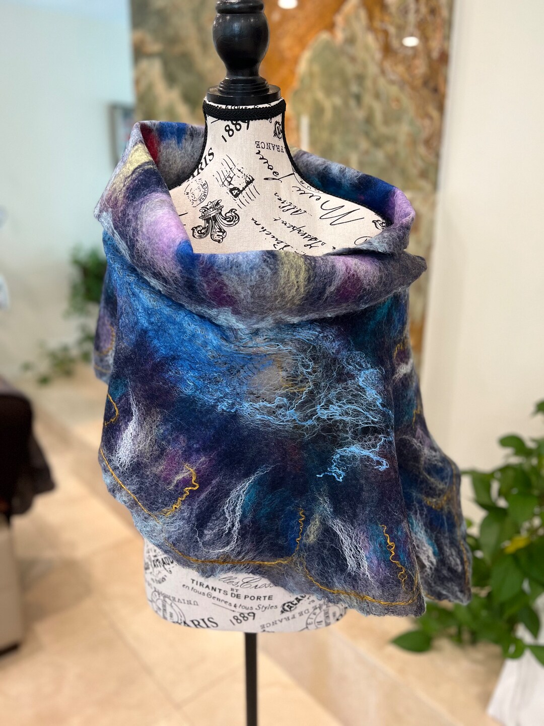 Nuno Felted Wrap/ Cape/ Shawl/scarf watercolor Splash/ Art To Wear ...