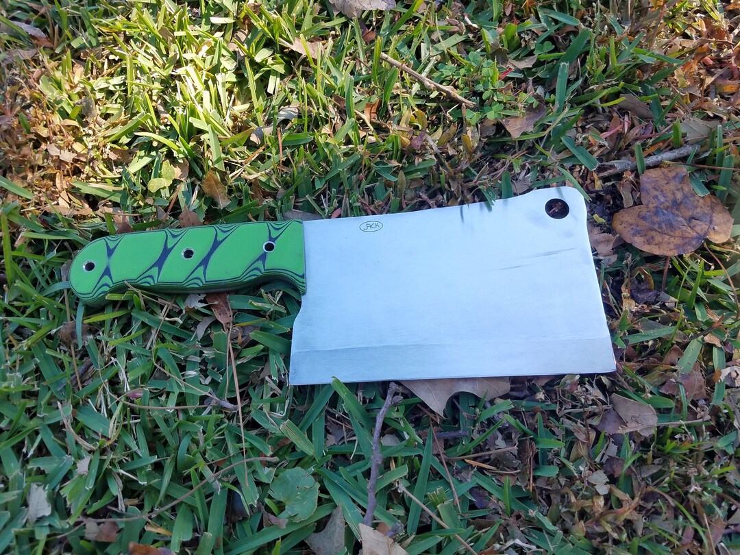 Light Cleaver Made With D2 Steel With A Green and Black G10 - Etsy
