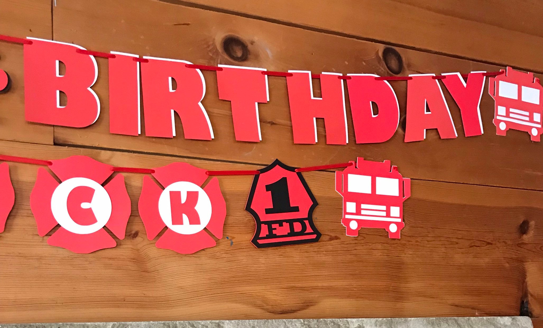 Firetruck Birthday Banner , Fire Department Birthday , Firetruck ...