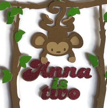 Monkey Cake topper jungle birthday cake topper | Etsy