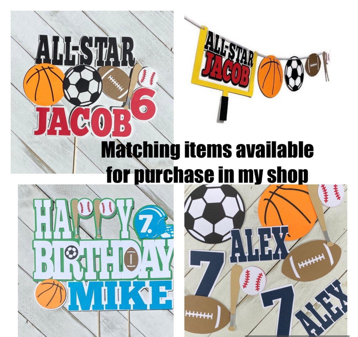 Sports Cake Topper Sport Balls Birthday Sports Birthday - Etsy