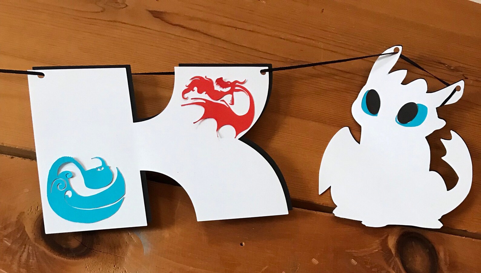 Toothless Birthday Banner Night Fury Birthday Banner Dragon - Etsy