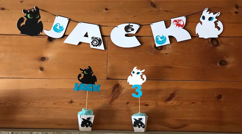 Toothless Birthday Banner, Night Fury Birthday Banner, Dragon Birthday ...
