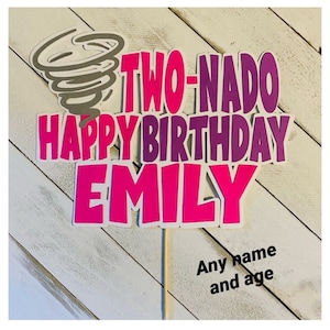 Two-nado Birthday , Any Age and Name Cake Topper, Twonado Birthday ...