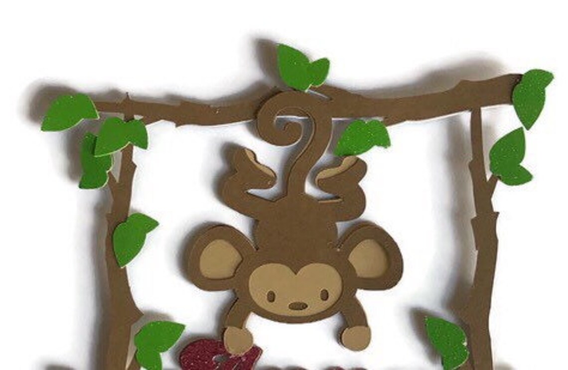 Monkey Cake topper jungle birthday cake topper | Etsy