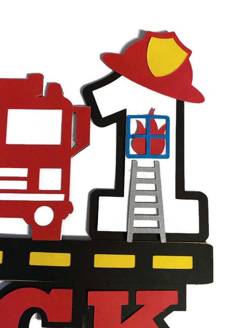 Firetruck Birthday Cake Topper , Fire Department Birthday Cake Toppers ...