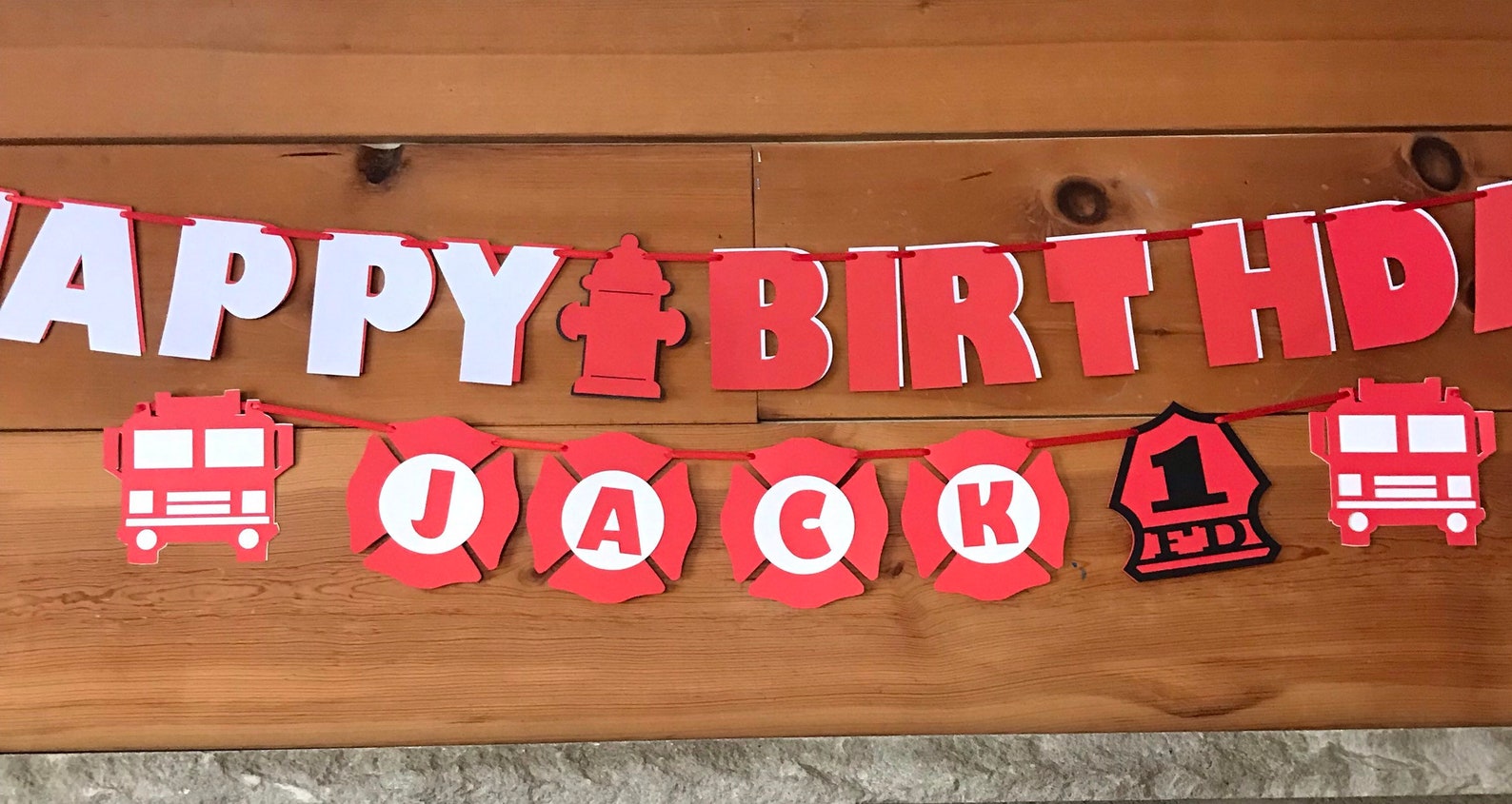 Firetruck Birthday Banner , Fire Department Birthday , Firetruck ...